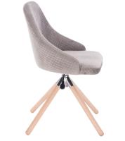 China Square Velvet Grey Upholstered Office Chair With Wooden Swivel Leg for sale