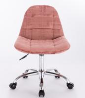 China Blush Pink Velvet Upholstered Home Office Chair Wood With Swivel Adjustable Height Leg for sale