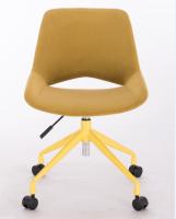 China Yellow Velvet Upholstered Office Chair With Swivel Adjustable Height Leg for sale