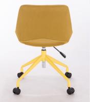 China Yellow Velvet Upholstered Office Chair With Swivel Adjustable Height Leg for sale