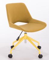 China Yellow Velvet Upholstered Office Chair With Swivel Adjustable Height Leg for sale
