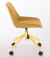 China Yellow Velvet Upholstered Office Chair With Swivel Adjustable Height Leg for sale