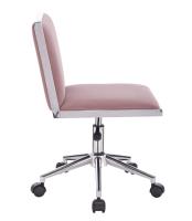China Strong Steel Frame Velvet Upholstered Swivel Office Chair Adjustable Chrome Leg And Castors for sale