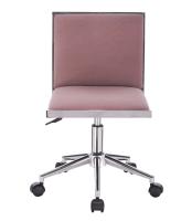 China Strong Steel Frame Velvet Upholstered Swivel Office Chair Adjustable Chrome Leg And Castors for sale