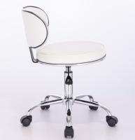 China Leather Modern Upholstered Office Chair 46.5-57.5cm Round Frame With Swivel Adjustable Chrome Leg And Castors for sale