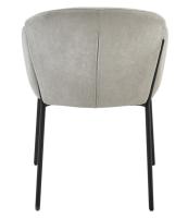 China Off White Linen Upholstered Comfy Dining Room Chairs With Armrest In Black Leg for sale