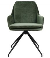China Green Linen Comfortable Dining Room Chair Height Adjustable With Armrest In Black Leg for sale