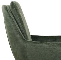 China Green Linen Comfortable Dining Room Chair Height Adjustable With Armrest In Black Leg for sale