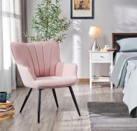 China Elegant Modern Accent Chairs Linen Fabric Living Room With Mental Legs And High Back For Living Room Bedroom Office for sale