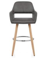 China Wooden Dark Grey PU Leather Bar Stool for sale
