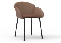 China Metal Leather Comfortable Upholstered Dining Chairs With High Backrest for sale