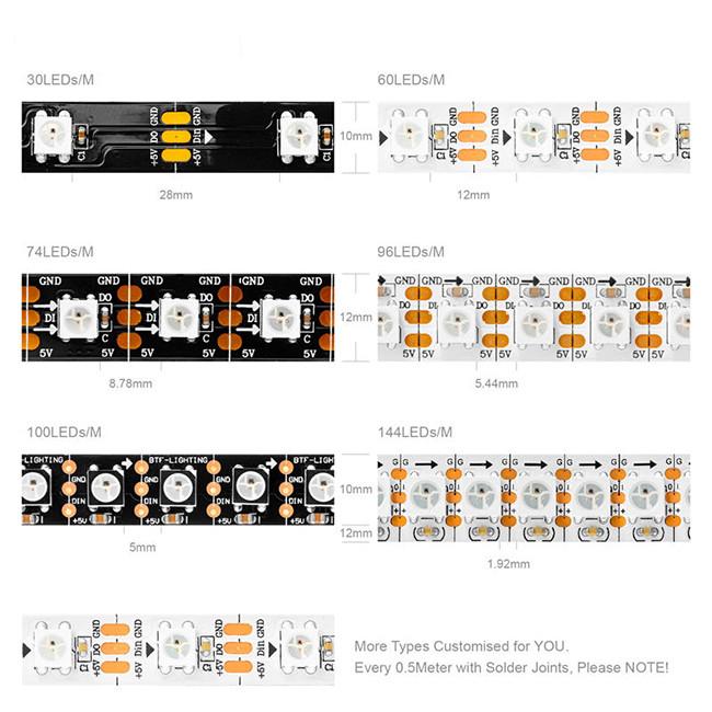 Ip20 Ip65 Ip67 Smart LED Music Light Strip 96 100 144leds Flexible Pixels Ws2812b 1