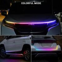 China Flexible 12V Led Car Hood Lights Strip Auto Engine Cover Atmosphere Daytime Running Light for sale