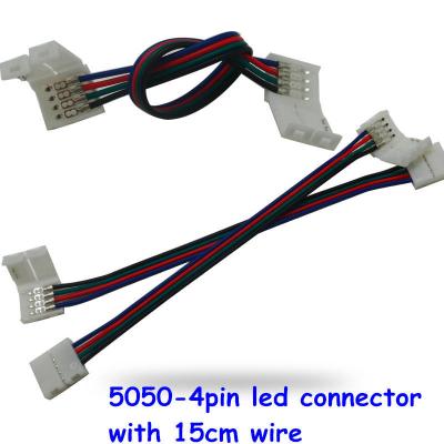 China Led Strip Light Connectors 4 Pin 10mm Width  Led Accessory Solderless Extension Cable Wire for sale