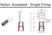 China Ring Terminals Brazed Seam For AWG 38 / Stud Size 8 Mm²  Insulated Electro-tin Plated Electrolytic Copper RNYB for sale