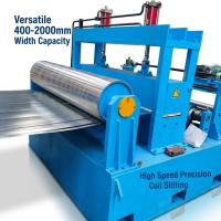 China 22KW Main Motor Power Steel Coil Slitter Machine with 400-2000mm Plate Width Range and High-Speed Steel (HSS) Blades for sale