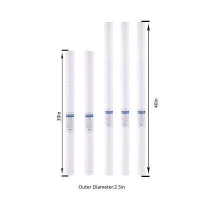 China 10/20/40inch 1-100um PP yarn Spirlal wound filter cartridge for Electric Power Source for sale