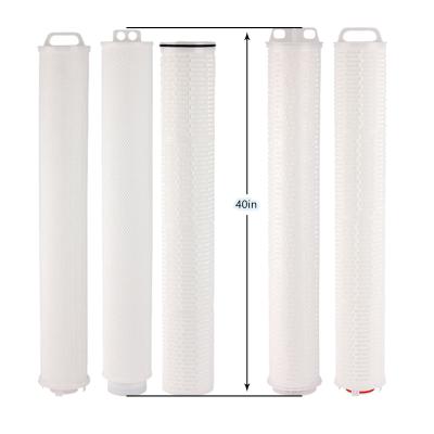 China Precision 1-100microns Industrial Pleated High Flow Filter Cartridges 10'' 20'' 30'' 40 for sale