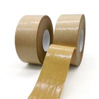 China Fiberglass Reinforced Flatback Kraft Paper Tape Self Adhesive Paper Parcel Tape for sale