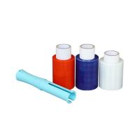 China Colored Mini Handheld LLDPE Stretch Wrap Film Yellow Plastic Wrap With Handles Dispenser for sale