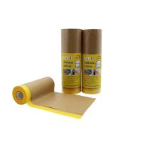 China Biodegradable Auto Painting Cover Kraft Paper Pre Taped Film Masking Paper Film For Car Paint for sale
