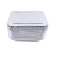 China Heavy Duty Shallow Disposable Aluminum Foil Food Containers Oblong Foil Pan With  Lid for sale