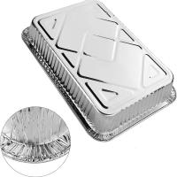 China Heavy Duty Shallow Disposable Aluminum Foil Food Containers Oblong Foil Pan With  Lid for sale