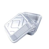 China Disposable Food Packaging Aluminum Foil Storage Containers Rectangle Foil Tray With Lids for sale