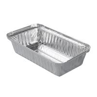 China 550ml Aluminum Foil Food Containers Takeout Food Packing Aluminium Disposable Box With Lid for sale