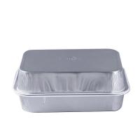 China 350ml Rectangle Disposable Airline Food Service Aluminum Foil Container With Lid for sale