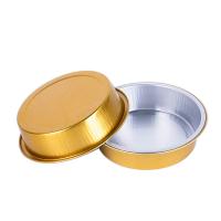 China 150ml Disposable Aluminum Foil Food Containers Round Colorful Mini Cupcake Baking Cups With Lid for sale