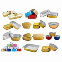 China 750ml Disposable Colorful Aluminium Foil Baking Cake Tray Pan Container for sale