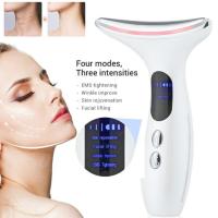 China Portable EMS Face and Neck Lifting Massager with 500mAh Battery and 3 LED Light Therapy Modes for sale