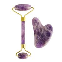 China Custom Logo Rose Quartz Jade Roller & Gua Sha Set - 18.5×3.5×8cm Natural Stone Facial Massage Tool for sale