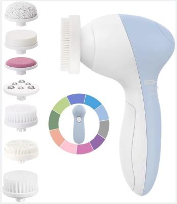 China 7-in-1 Electric Facial Cleanser with Ultrasonic Technology and 2 AA Battery Power for Deep Skin Cleaning for sale