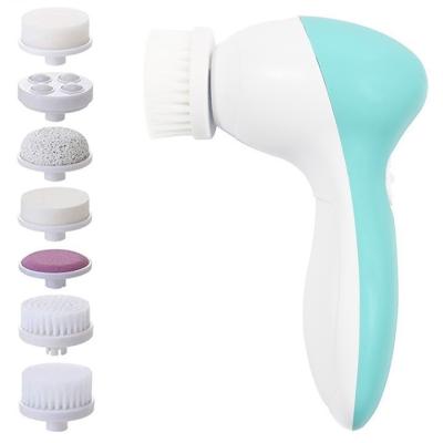 China 7-in-1 Portable Facial Cleansing Brush with Sonic Technology and UK/EU/US Plugs - 2 AA Battery Powered for sale