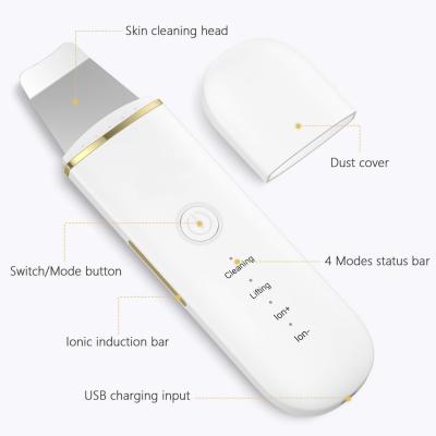 China Portable Ultrasonic Facial Cleansing Spatula 1.5W with 4 Modes for Pore Acne Blackhead Removal for sale