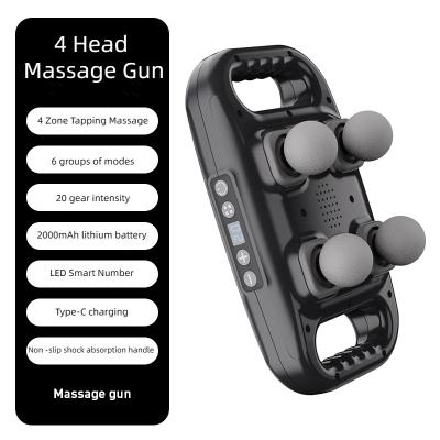 China Cordless Deep Tissue Massage Gun with 4 Interchangeable Heads 60Hz Frequency 2000mAh Battery for sale
