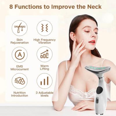 China EMS Microcurrent Face and Neck Lifting Massager with 13,000 RPM Vibration and 45℃ Heating - LED Photon Beauty Device for sale