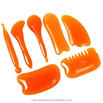 China 7-Piece Resin Gua Sha Scraping Board Set FC008 for Facial Body Massage Therapy with CE Certification for sale