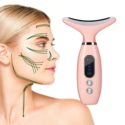 China EMS Vibration Face and Neck Lifting Massager 500mAh 45°C Hot Compress Skin Tightening Whitening Device for sale