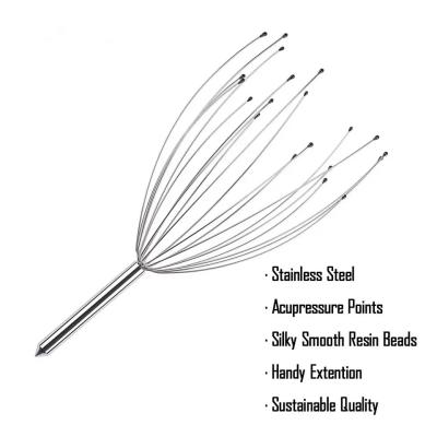 China Stainless Steel 20 Finger Scalp Massager Handheld Head Massager for Stress Relief 10.5x10.5x24.2cm for sale