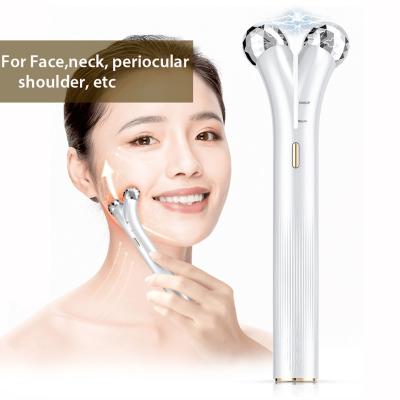 China EMS 3D Face and Neck Massager with 42℃ Heat Therapy 1100mAH Battery Y-Shape Roller for sale