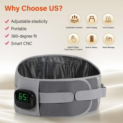 China Electric Waist Massage Belt with Heat Therapy 3 Intensity Levels USB Rechargeable for Lumbar Pain Relief for sale