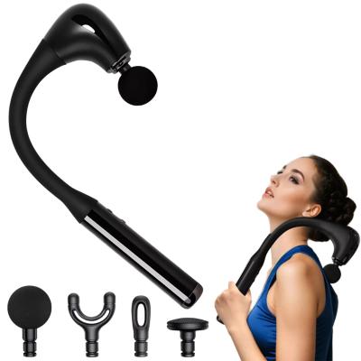 China Wireless Electric Massage Hammer Deep Tissue Muscle Vibration 4 Massage Heads Type-C Charging for sale
