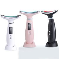 China 7 Color LED Light Therapy Face Neck Massager 45℃ Heating Skin Tightening Lifting Device 5V USB Rechargeable for sale