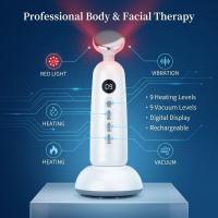 China Fast Shipping Portable 2 in 1 Red Light Therapy Rechargeable Anti Cellulite Massager With Vacuum Cupping and Facial Heating Head for sale
