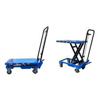 China Hydraulic Mobile 250Kg Payload Capacity Platform 830mm * 500mm Manual Scissor Lifter Tables Max Height 910mm for sale