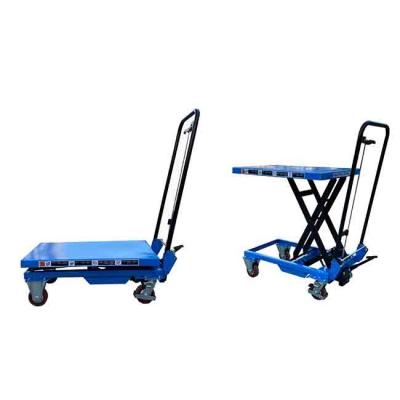 China Hydraulic Mobile 250Kg Payload Capacity Platform 830mm * 500mm Manual Scissor Lifter Tables Max Height 910mm for sale