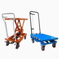 China Hydraulic Mobile 250Kg Payload Capacity Platform 830mm * 500mm Manual Scissor Lifter Tables Max Height 910mm for sale
